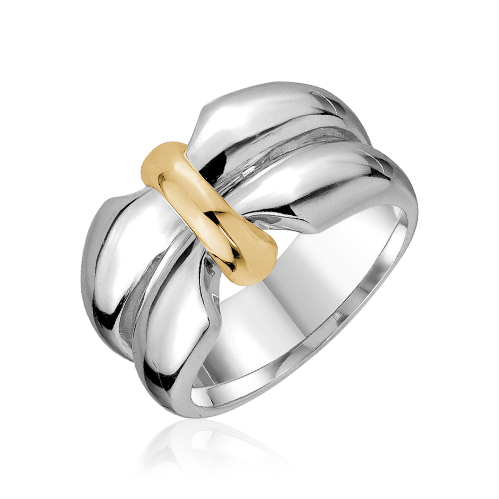 Sleek Sterling Silver with 10K Gold Bangle – Elegant and Classic ...